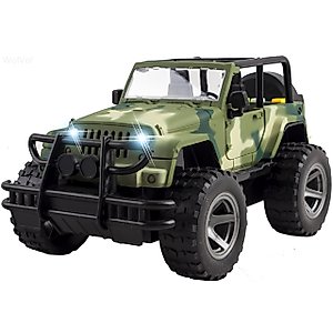 WolVolk Off-Road Military Fighter Car Toy - Friction Powered Toy Vehicle with Fun Lights & Sounds - 2 Doors Open - Great Gift for All Occasions for Kids Boys & Girl