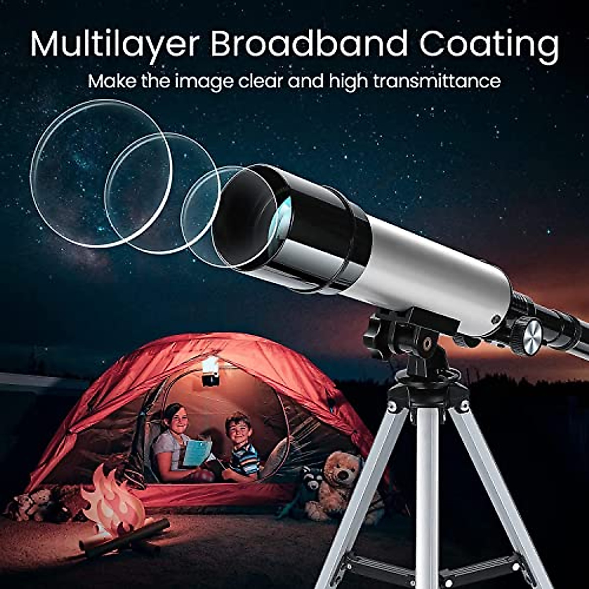 Merkmak Telescope for Kids & Beginners, Kids Telescope 50mm Aperture 360mm AZ, 90X Magnification Astronomical Refracting Telescope with Tripod for Kids to Explore The Moon and Star