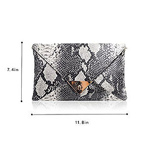 Mily Women's Clutch Bag Messenger Shoulder Handbag Tote Bag Purse-Snakeskin clutch Envelope