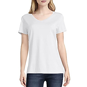 Hanes womens Nano Premium Cotton V-neck Tee fashion t shirts, White, Medium US