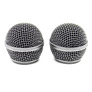 AUEAR, 2 Pack Microphone Grill Grille Ball Head Replace for SM58 BETA58 SM58LC SA-M30 SV100 RK143G for Pgx2 Slx2