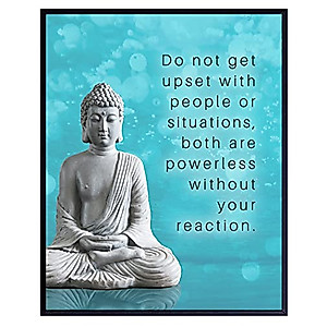 Buddha Decor - Zen Wall Art - Meditation Picture Print Home Decoration for Spa, Living Room, Yoga Studio, Bedroom - Inspirational New Age Quote Saying - Gift for Women, Buddhism Fan, Buddhist - 8x10