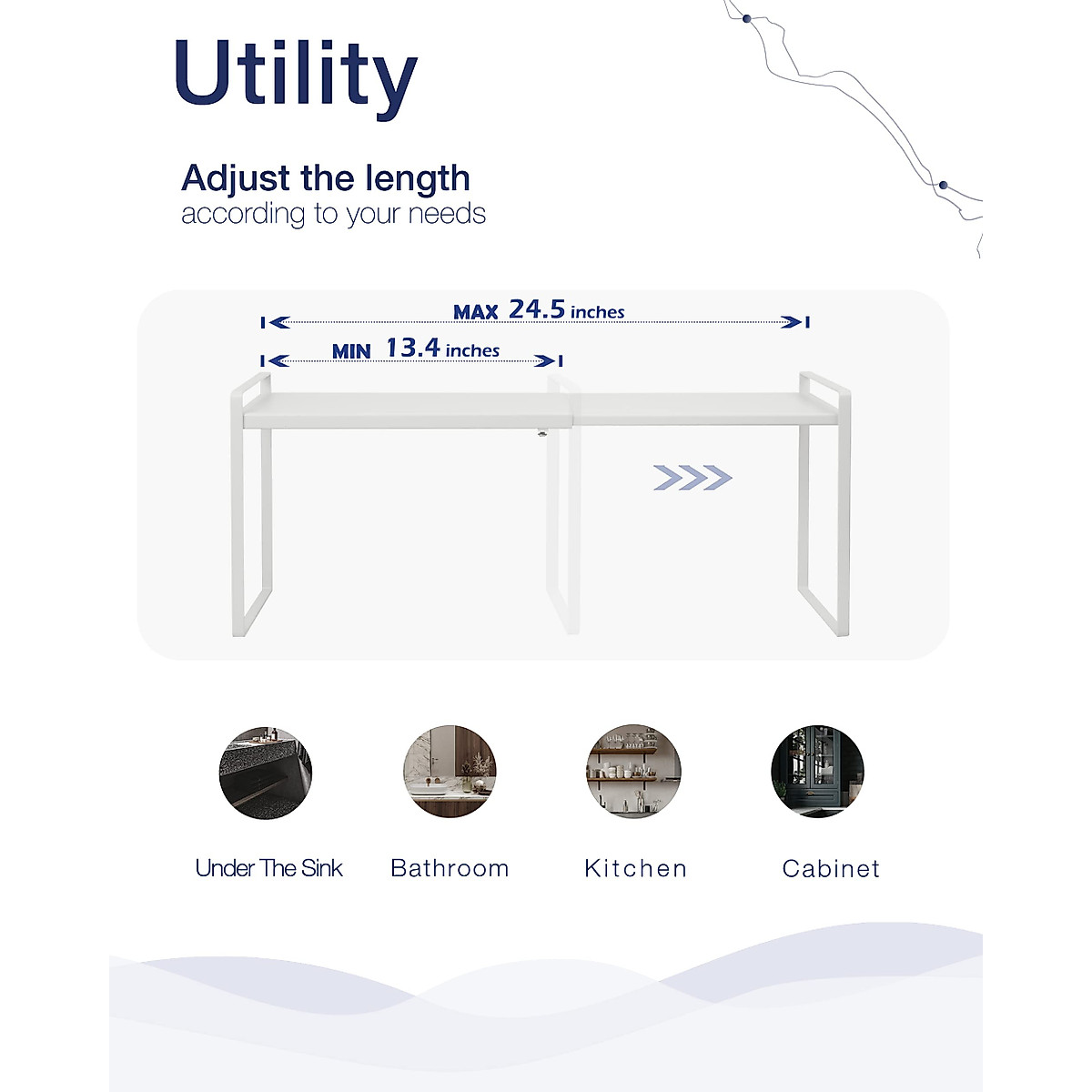 Nxconsu Expandable Cabinet Shelf Organizer Riser for Kitchen Pantry Cupboard Under Sink Countertop Home Storage Organization Rack Space Saver Freestanding Heavy Duty Nonslip Stackable White