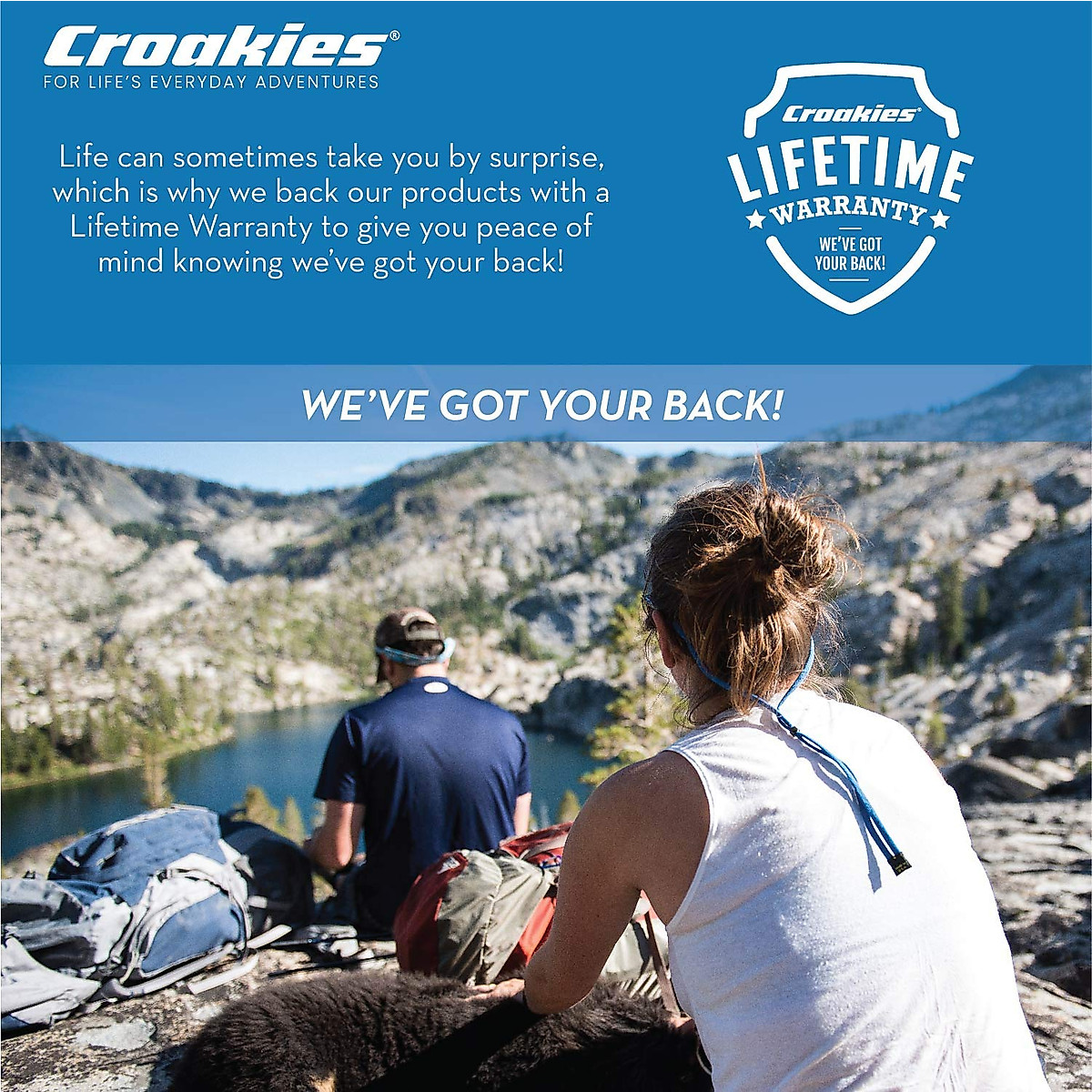 Croakies Kids Sport Eyewear Retainer with All-in-One Cleaning and Microfiber Cloth Kit l Sunglasses, Eyeglasses, and Prescription Glasses l Waterproof, Stain Resistant and Breathable l Blue - 2 Pack