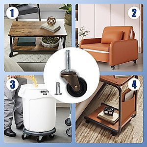 Podoy Antique Casters Wheels 1-5/8-Inch with Stem Socket Replacement for Furniture Chairs Small Sofa Office Decorative Casters Use for All Hardwood Floor (Set of 4)