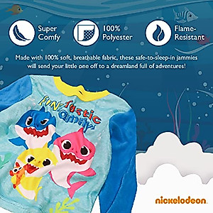 Nickelodeon Boys' Paw Patrol | Baby Shark 2-Piece Loose-fit Pajama Set, Soft & Cute for Kids, Fin-Tastic 2, 4T