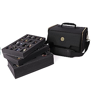 ENHANCE Miniature Figure Satchel - Compact Storage & Carrying Case for DnD Miniatures with Shoulder Strap, 3 Foam Trays (2 Pre-Cut Trays and 1 Pick & Pluck Tray) - Fits Standard 20mm to 25mm Figures