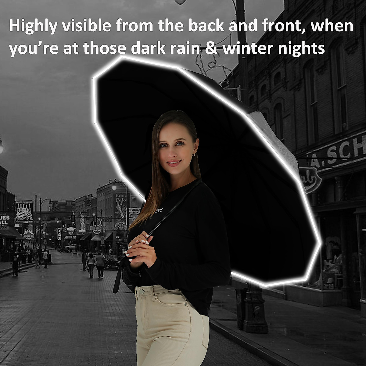 BAODINI Inverted UV Protection Umbrella for Rain and Sun Medium Size 46 inch arc Canopy UPF 50+ Rverse Compact Umbrella Auto Open Close for Travel