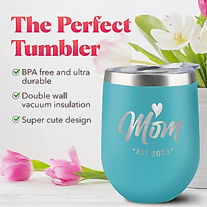 Age of Sage Mom Est 2023 New Mom Gifts - 12 oz Stainless Steel Travel Mug - New Mom Gift, Gifts for Expecting Mothers, Gifts for New Mom After Birth, Gifts for Her (Teal)