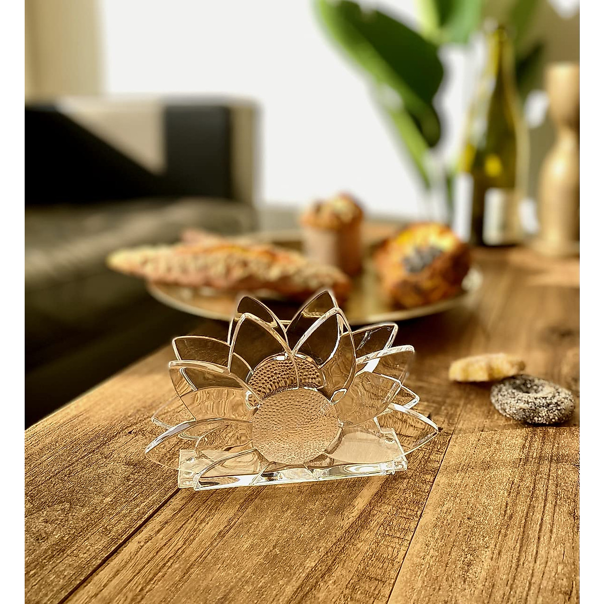 KLIFA- SUNFLOWER Acrylic Napkin Holder, Freestanding Tissue Dispenser, Countertop, Clear