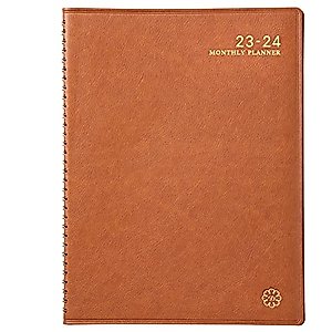Monthly Planner 2023-2024 - 18 Monthly Planner 2023-2024 from July 2023 to December 2024, Planner 2023-2024 with Tabs, Leather Calendar Planners, Twin-Wire Binding+Inner Pocket+Contacts+Passwords