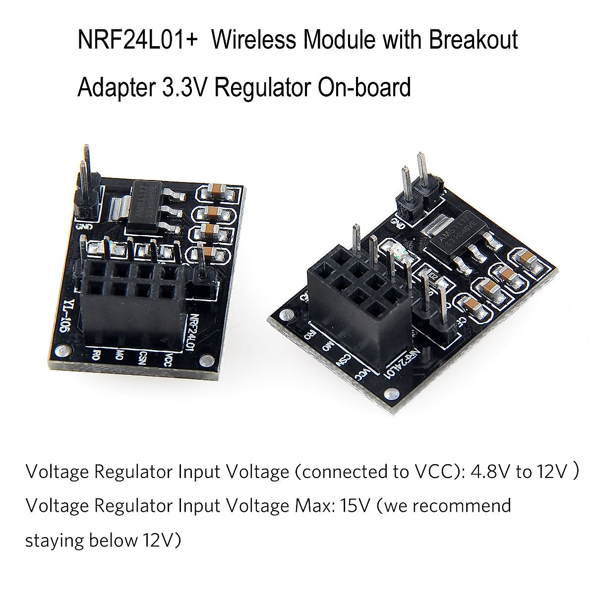Makerfire 4pcs NRF24L01+ Breakout Adapter with on-board 3.3V Regulator for NRF24L01+ Wireless Module