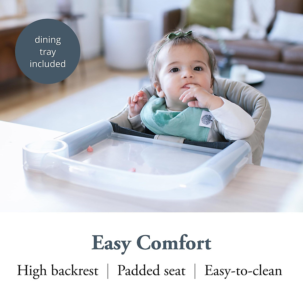 Inglesina Fast Table Chair - Cream + Fast Dining Tray - Portable High Chair for Baby & Toddlers, Infant 6-36 Months - Fits Tables 0.8'' to 3.5'' - Collapsible and Compact Design - Carry Bag Included