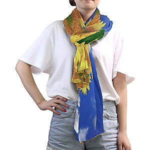Use4 Fashion Lightweight Sunny Sunflower Floral Chiffon Silk Long Scarf Shawl Wrap
