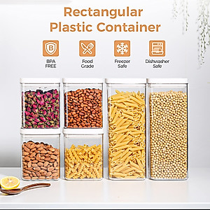 ComSaf Airtight Food Storage Container Set of 6 (61 OZ/ 27 OZ), BPA-Free Large Plastic Food Storage Canister, Kitchen Pantry Organization and Storage Jar for Spaghetti, Coffee, Sugar, Flour, Cereal