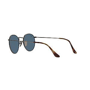 Ray-Ban RB8247 Round Titanium Sunglasses, Demigloss Pewter/Blue/Gold Mirrored Polarized, 47 mm
