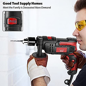 Hammer Drill 850W Impact Drill 1/2-Inch 7 Amp Corded Drill with Variable Speed 0-3000RPM, Hammer and Drill 2 Functions in 1 for Steel, Concrete, Drilling Wood, Plastic Drilling