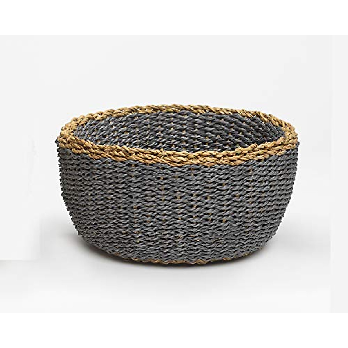 Fab Habitat Large Storage Basket with Handles - Handmade, Natural, Seagrass - Wicker Organizer for Blankets, Towels, Pillows, Toys, Laundry, Baby, Kids, Plants, Home Décor - Fez - Dark L
