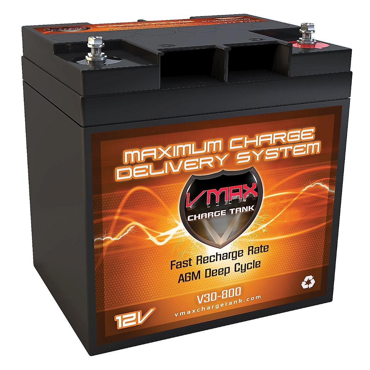 VMAX V30-800 12 Volt 30Ah AGM Deep Cycle SLA VRLA Battery for Marine RV Golf Solar, High Performance Batteries ideal for boats and 18-30lb minn kota, minnkota, cobra, sevylor and other trolling motors