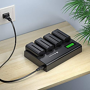 Powerextra 4 Pack Replacement Sony NP-F750 Batteries and 4-Channel Charger for Sony NP-F730, NP-F750, NP-F760, NP-F770 Battery