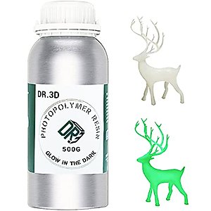 DR.3D 3D Printer Glow-in-The-Dark Resin for 3D Printing,405nm Low Oder 3D Resin Glow in The Dark, 500g