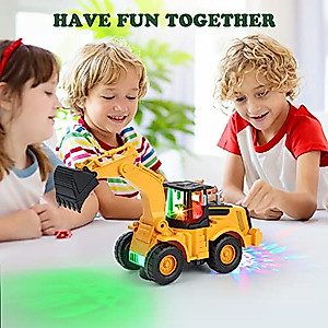 Kizeefun Excavator Truck Kids Toys: Construction 2-5 Toddler Toys Digger Truck with Electric Universal Wheel Children Car Toys with Light and Music Birthday Christmas for 2 3 4 5 Years Old Boy