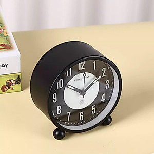 GRFIT Alarm Clocks Super Loud Rechargeable Luminous Alarm Clock, 4 "Round Silent Analog Table Clock Non-Ticking, Desk Clock for Bedroom, Bedside Table Bedside Clock (Color : Brass)