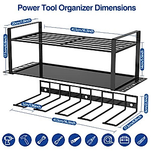 Warmodern 2Pack Power Tool Organizer, Wall Mount Garage Tool Organizers and Storage, 3 Layers Heavy Duty Drill Holder for Garage, Workshop,Father's Day Gift