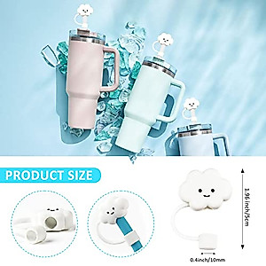 Bubbola Straw Covers Compatible with Stanley 40 OZ Tumbler Cups, Reusable Silicone Straw Tip Toppers for 0.4 inch/10mm Straws,Soft Protector Cover, 2Pcs Cloud