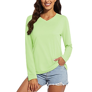 MAGCOMSEN Womens UPF 50+ Sun Protection Shirt Long Sleeve UV Shirt Lightweight Quick Dry Hiking Outdoor Pale Green, M