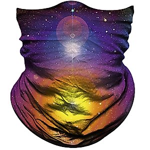 Obacle Seamless Bandana for Rave Face Mask Dust Wind UV Sun Protection Neck Gaiter Tube Mask Headwear Bandana for Women Men Festival Party Motorcycle Riding Fishing Outdoor (Starry Sky Purple Gold)