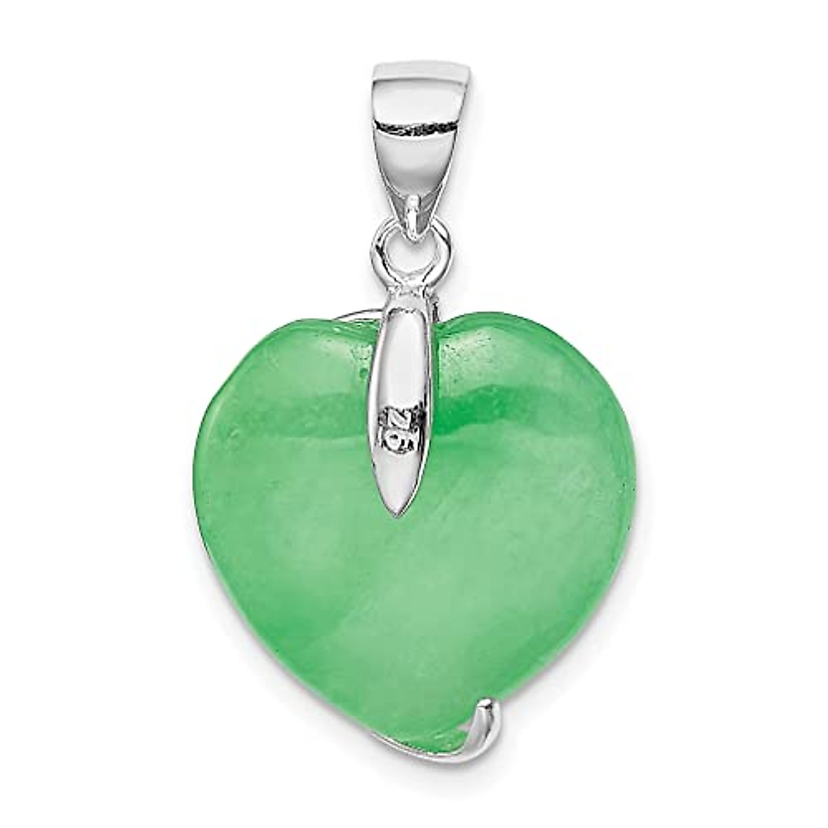 925 Sterling Silver Green Jade Heart Love Necklace Charm Pendant Only