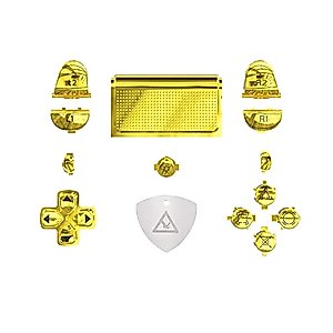 eXtremeRate Chrome Gold Classical Symbols Custom Replacement Full Set Buttons for ps4 Slim Pro CUH-ZCT2 Controller - Compatible with ps4 DTFS LED Kit - Controller NOT Included