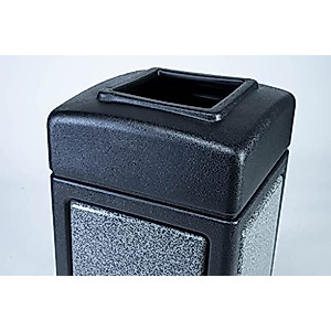 Commercial Zone-720313 StoneTec Open-Top 42-Gallon Square Waste Container - Black