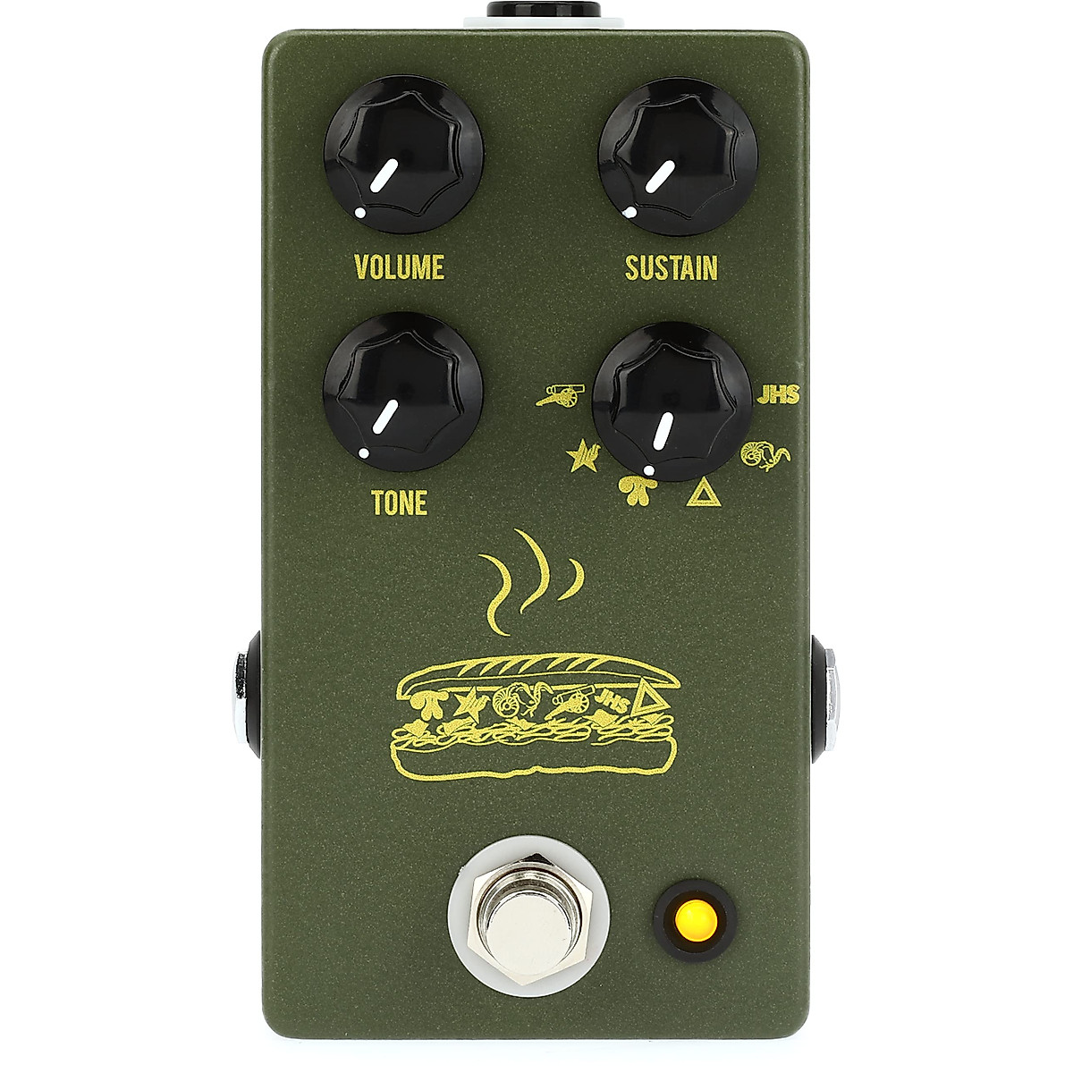 JHS Muffuletta 6-way Fuzz Pedal with 3 Patch Cables - Army Green