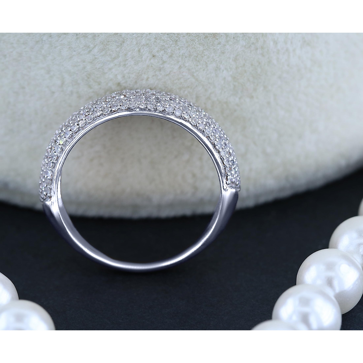 Dazzlingrock Collection 0.90 Carat (Cttw) Round White Diamond Women Anniversary Band, 10K White Gold, Size 5.5