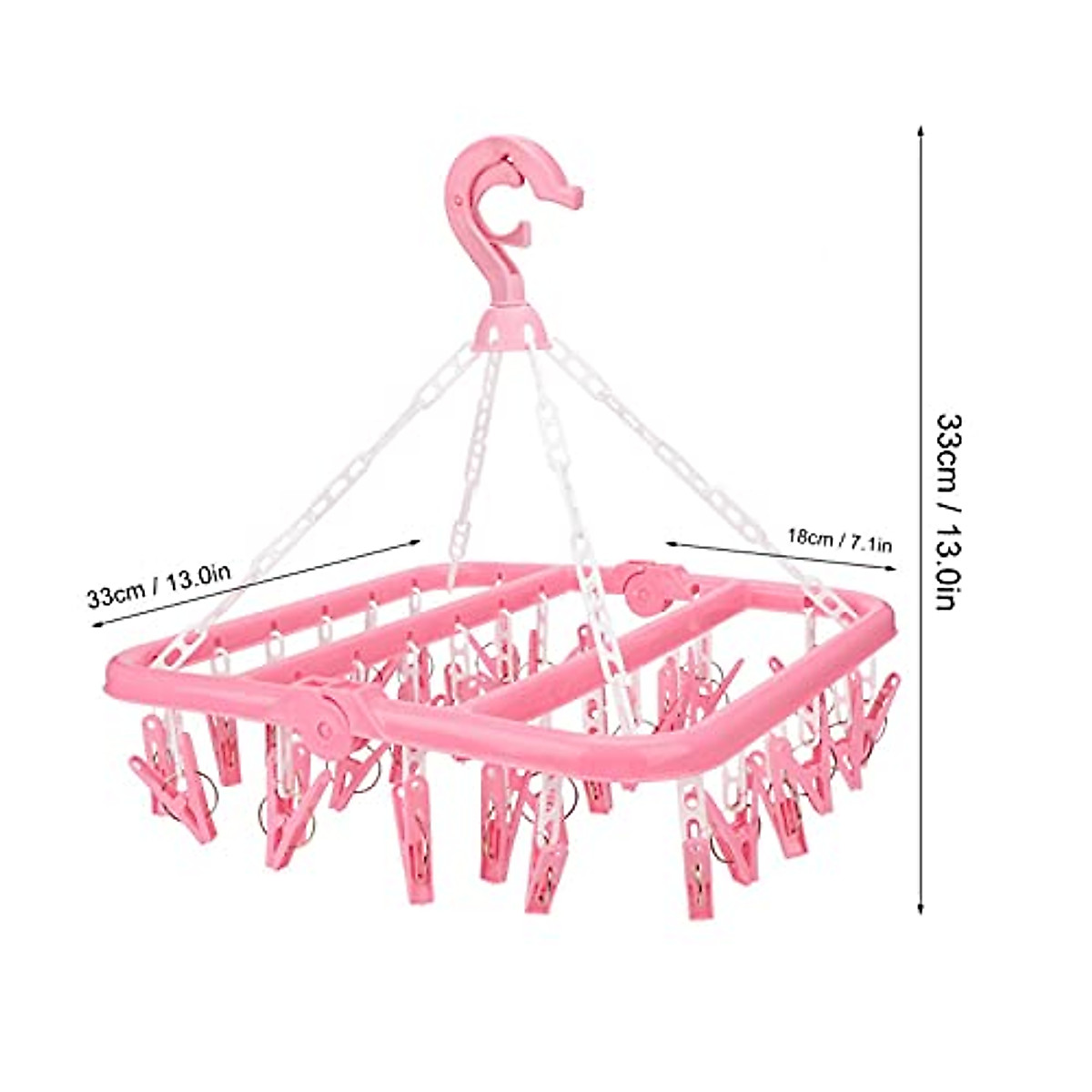 Nannigr Clothes Drying Rack, Underwear Drying Rack Folding with 32 Clips for Laundry(Pink)