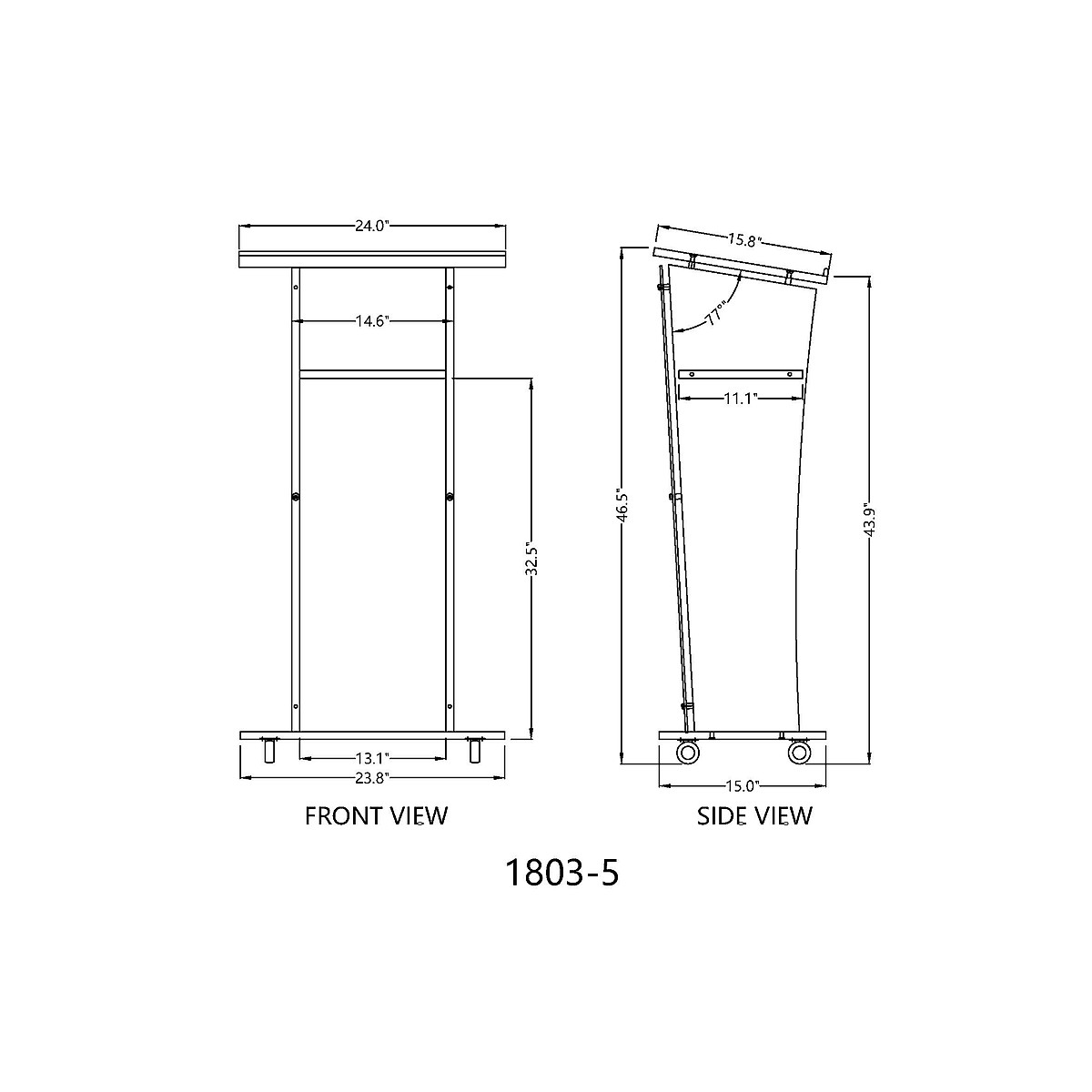 Acrylic Church Podium Pulpit Debate Conference Lectern Plexiglass Lucite Black Wood Shelf Cup Holder on Wheels 1803-5-BLACK-NPF