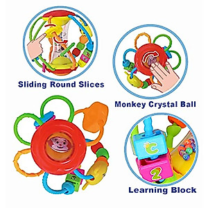 HOLA Baby Toys 6 to 12 Months Baby Toys 0-6 Months, Baby Rattles Activity Ball Infant Toys, Shaker Grab Spin Rattle, Crawling Educational 6 Month Old Baby Toys for 3, 6, 9, 12 Months Baby Boys Girls