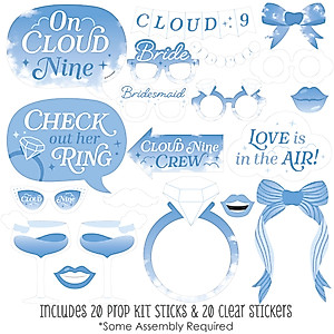 Big Dot of Happiness On Cloud 9 - Bridal or Bachelorette Party Photo Booth Props Kit - 20 Count
