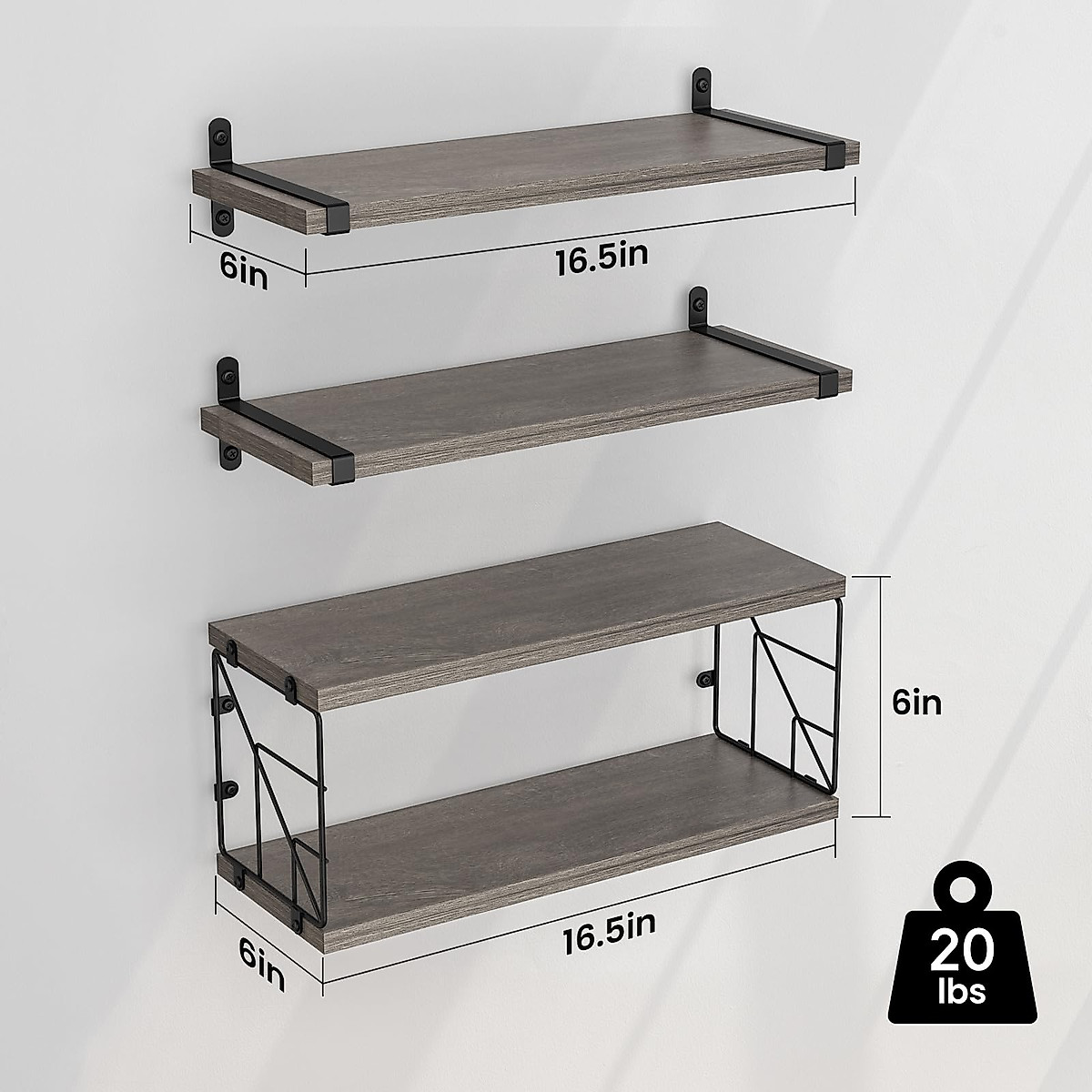 B4LIFE Floating Shelves Wall Mounted Bathroom Rustic Over Toilet Shelves with Toilet Paper Basket, Farmhouse Floating Shelf for Bedroom, Living Room, Kitchen, Wall Decoration