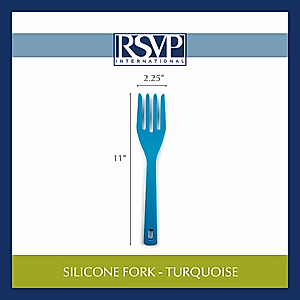 RSVP International Silicone Flexible Fork, Turquoise, 11" | Mixes Ingredients, Mashes Food, Whisks Eggs, & More | Dishwasher Safe & Heat Resistant | Baking, Serving, Mixing Made Easy