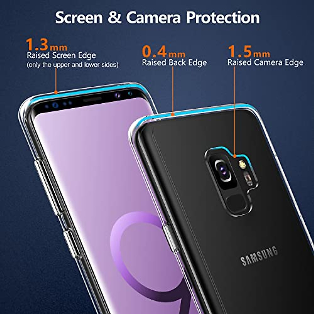 Rayboen for Samsung Galaxy S9 Case Crystal Clear Non-Slip Shockproof Protective Cover Hard PC Back & Soft TPU Frame Slim Sumsung Galaxy S9 Phone Case