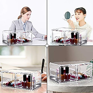 MDHAND Acrylic Desk Organizer, Acrylic Desk Drawer Organizer and Accessories for Home Kitchen, Office Items, Makeups, Acrylic Stackable Cosmetic Organizer Drawers