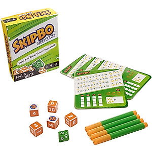 Mattel Games Skip-Bo Roll & Write Family Dice Game with Dry Erase Boards and Markers for 7 Years Old and Up, Multicolor