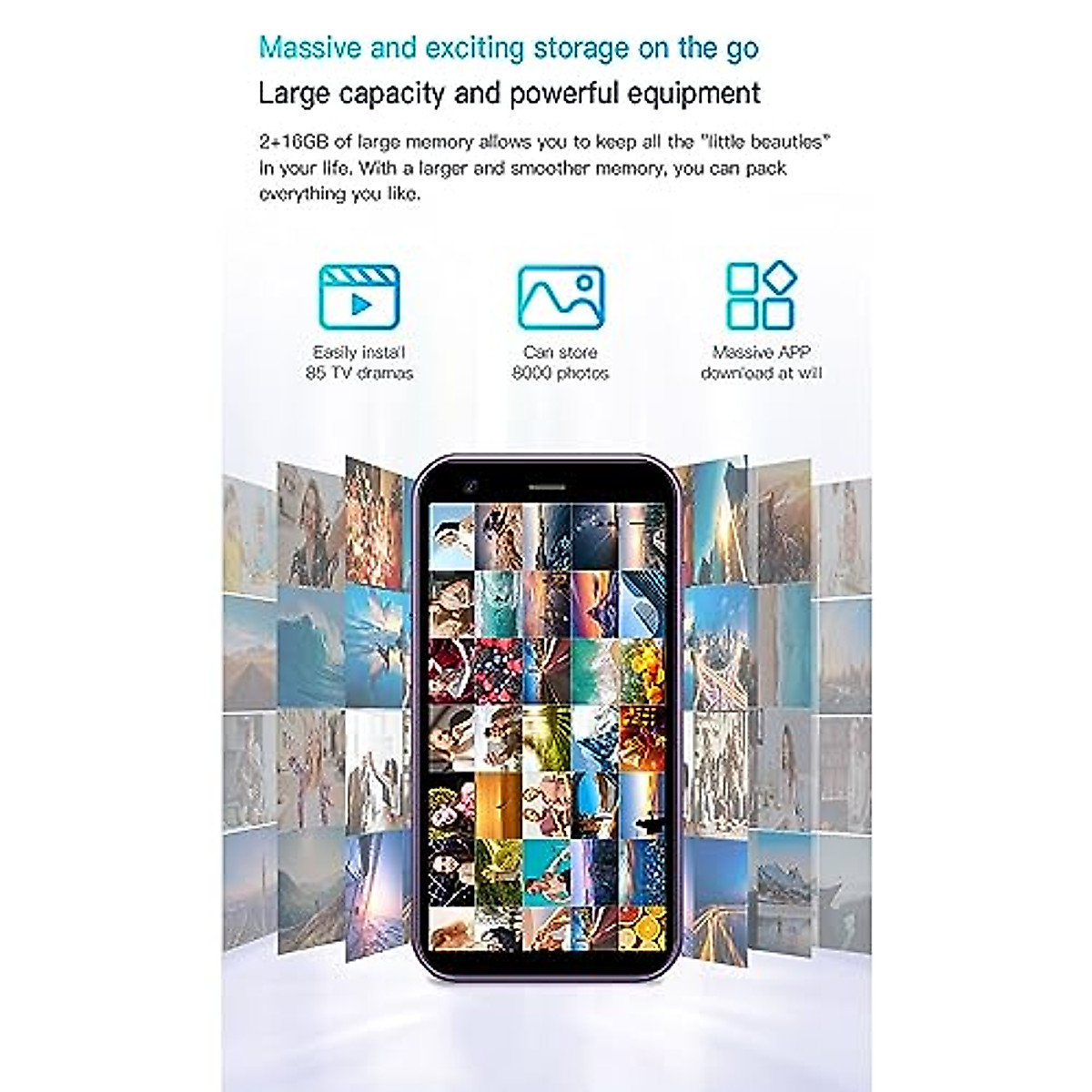 Yunseity Mini Smartphone Unlocked, SOYES XS15 WiFi Smartphone Quad Core for Android 8.1, 2GB RAM 16GB ROM, Ultra Thin Body HD Camera Backup Cellphone, Dual SIM Card & Dual Cameras (Violet)