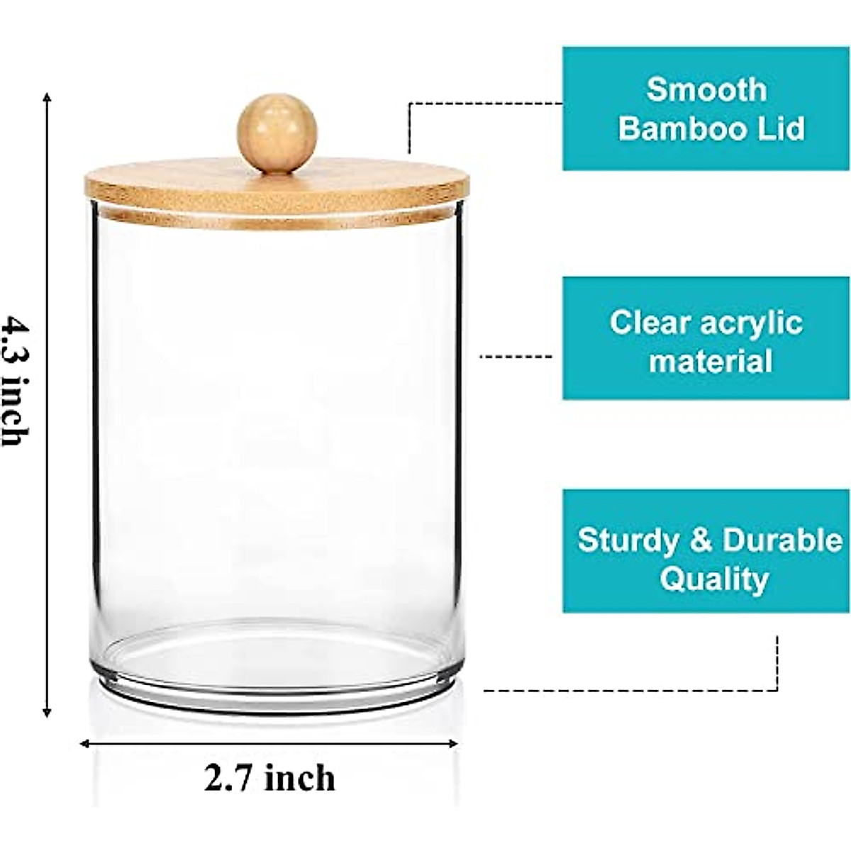 SGHUO 4 Pack 10oz Qtip Holder High Bathroom Organizer Set