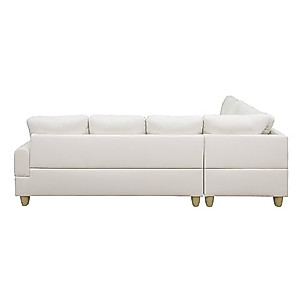 NOTOP 3-Piece Faux Leather L-Shaped Sectional Sofas, Button Tufted Upholstered Couch Set with Left Chaise Longue and Storage Ottoman, for Living Room, Home, Office,White