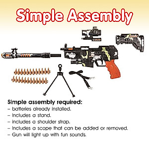 ArtCreativity Toy Gun with Scope, Stand and Realistic Sound Effects - Military Toy for Boys Aged 8-12
