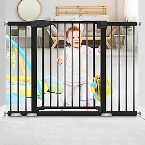Baby Gates for Doorways, RONBEI 29.93"-51.5" Walk Through Baby Gate Extra Wide Baby Gates for Stairs, Pet Dog Gates Auto Close Safety Child Doorway Gates for Kids or Pets